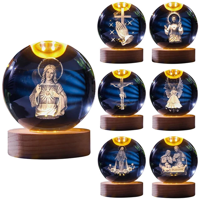 3D WARM LIGHT Nightlight USB Charging Lighted Crystal Ball for Bedroom ...
