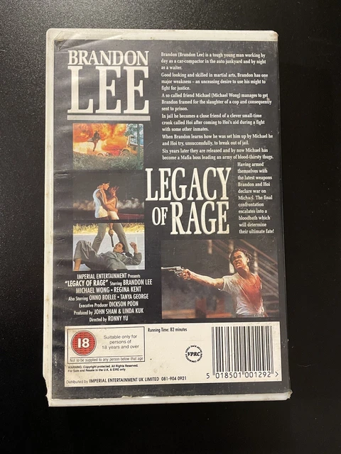 LEGACY OF RAGE (VHS) 1986 Rare Big Box, Brandon Lee Film Debut, Bolo ...