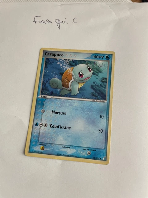 CARTE POKÉMON - Blox ex - Gardiens de cristal - Carapuce 63/100 - FR EUR 3,00 - PicClick FR