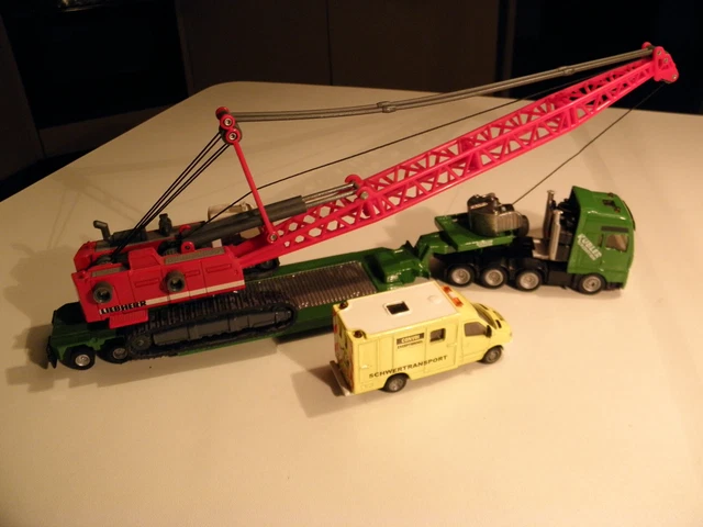 SIKU 1834 MAN Schwerlast Tieflader Liebherr Raupenkran und ...
