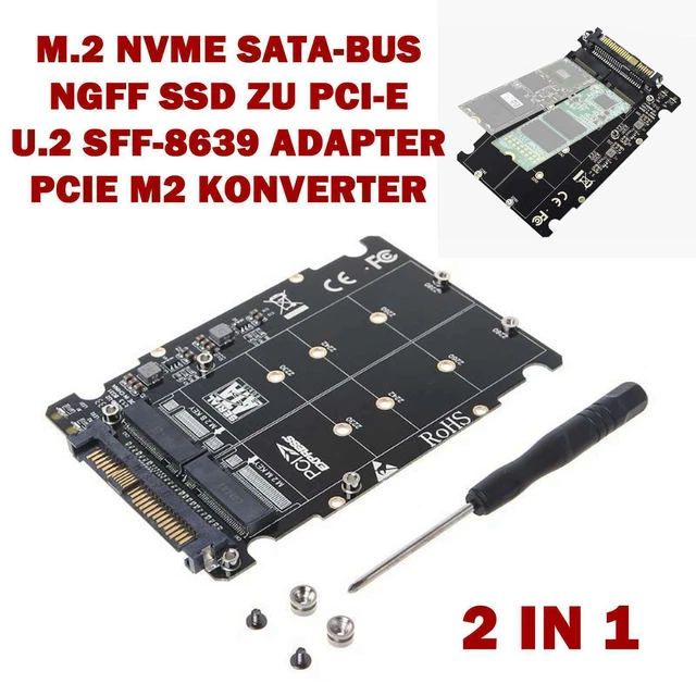 2 IN1 M2 Konverter M2 NVMe SATA-Bus NGFF SSD zu PCI-E U.2 PCI-E SFF ...