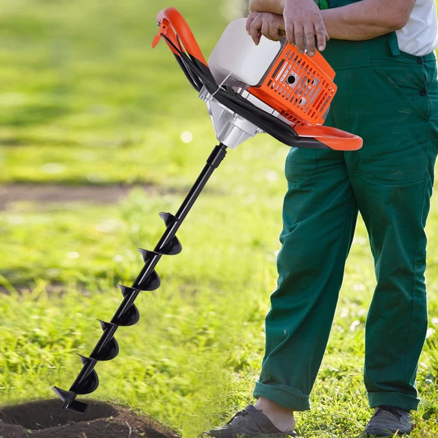 PETROL EARTH AUGER Post Hole Borer 71cc Ground Drill & 3 drill Bits+ ...
