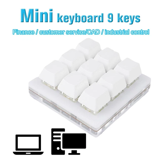 9 KEYS KEYBOARD Mechanical Macro with Software Setting Hot defination ...