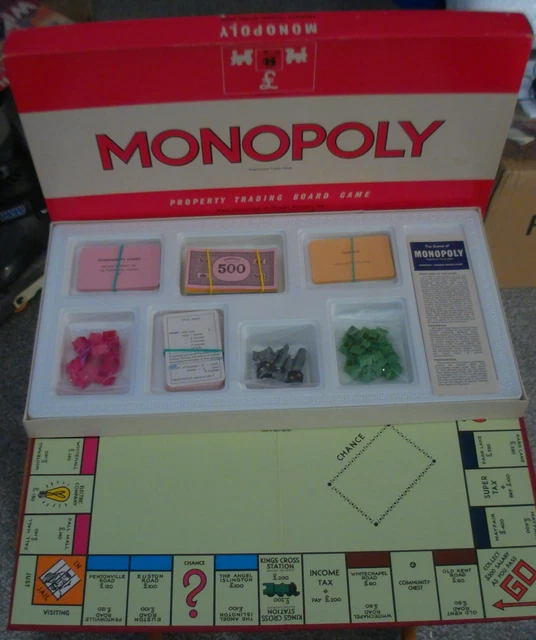 VINTAGE 1972 WADDINGTONS Big Red Box Monopoly Board Game - Complete VGC ...
