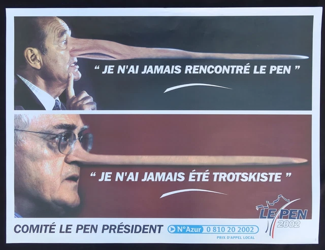 AFFICHE ORIGINALE FRONT NATIONAL FN Chirac Jospin 107x80cm poster 937 ...