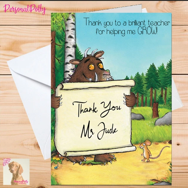 PERSONALISED TEACHER CARD Gruffalo Thank You Learn and Grow End of Year ...