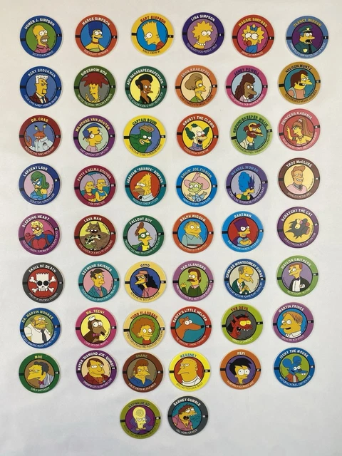 THE SIMPSONS 1994 SkyCaps SkyBox Bongo Comics Complete set of Pogs 1-50 ...