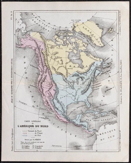 1866 - NORTH America - Ancient Geographic Map of Périgot £24.15 ...