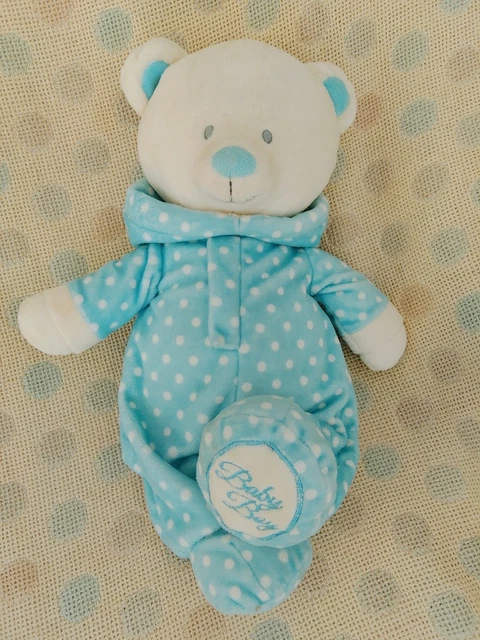 KEEL TOYS BLUE Baby Boy Teddy Bear Soft Toy Plush. Comforter. Romper ...