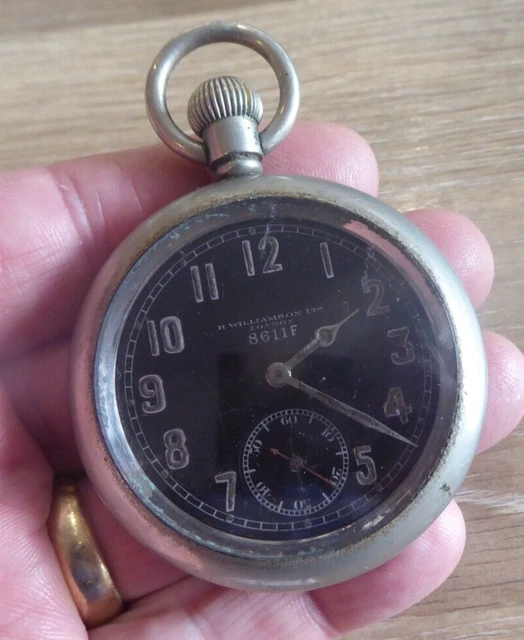RARE WW1 BRITISH Military Issue Pocket Watch H. Williamson Pocket Watch ...