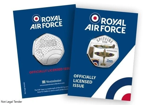 ROYAL AIR FORCE SPITFIRE 50p SHAPED COMMEMORATIVE COIN 2022 OFFICIAL ...