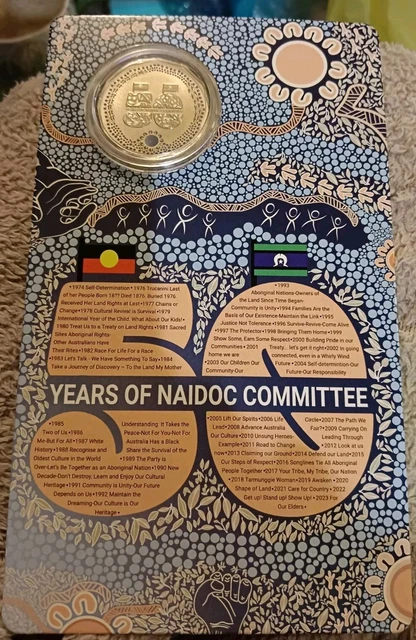 2024 50C NAIDOC Week 50th Anniversary Frosted Coloured Unc Coin Card Carded EUR 23,99 - PicClick IT