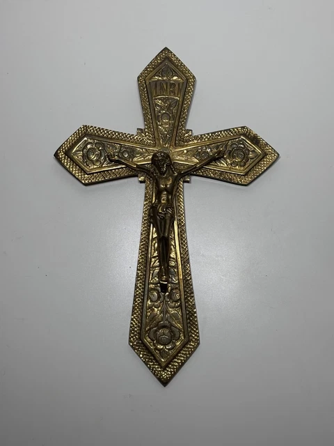 CRUCIFIX EN BRONZE ancien, Christ sur croix art déco, objet religieux ...