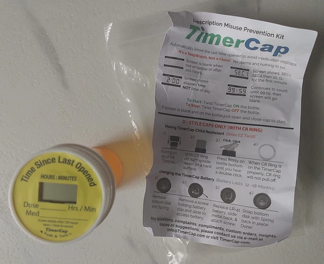NEW RX TIMERCAP Prescription Misuse Prevention Kit - StopWatch $14.00 ...