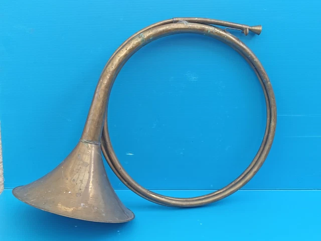 TROMPE,COR DE CHASSE en LAITON complet avec l'embouchure- INSTRUMENT DE ...