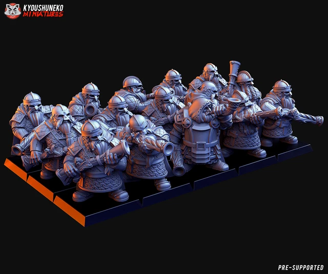 DWARF MUSKETMEN, WARGAMES DnD RPG Fantasy Warrior Dwarf Fighter ...
