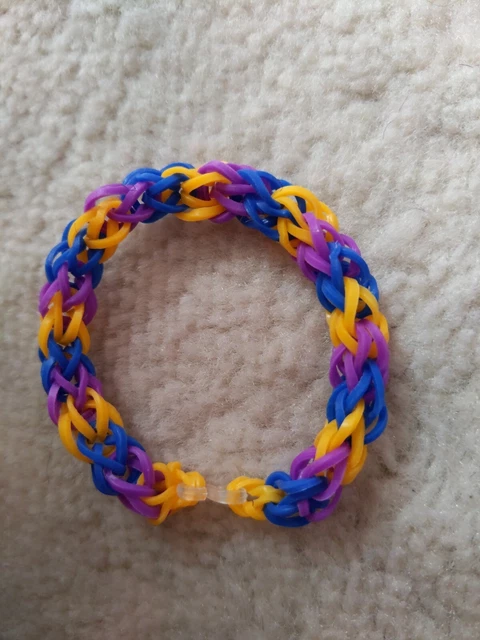 PURPLE , ORANGE And Blue Handmade Loom Band Bracelet £2.80 - PicClick UK