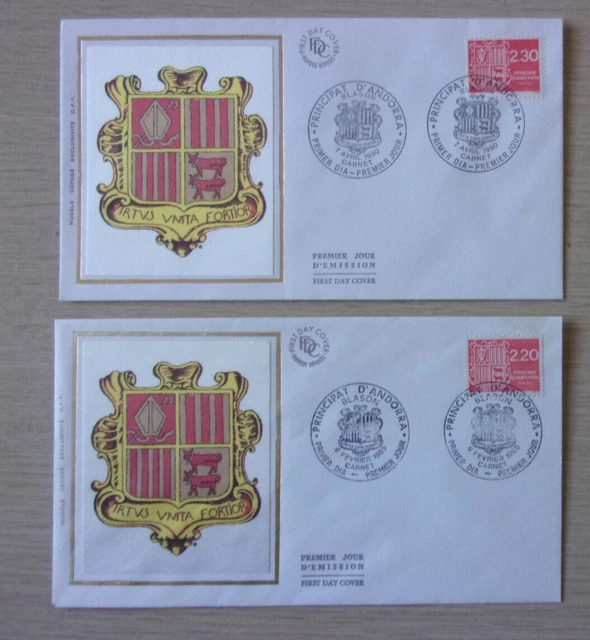 ENVELOPPES 1ER JOUR 1988-1990 Blasons d'Andorre Carnet Principauté d'Andorre EUR 1,40 - PicClick FR