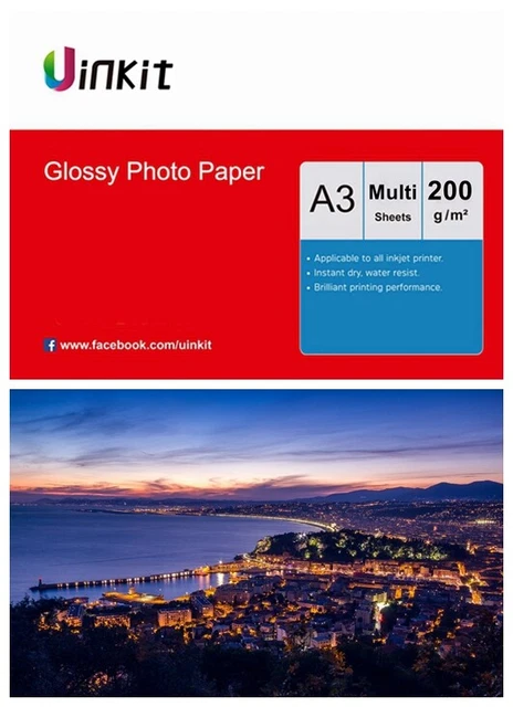 A3 PAPER INKJET Paper High Glossy Photo Paper Super White 200Gsm Uinkit ...