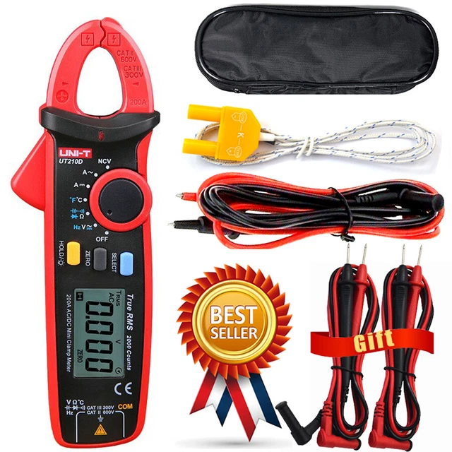 UNI-T UT210D DIGITAL Clamp Meter AC/DC Current Voltage Multimeter Temp ...