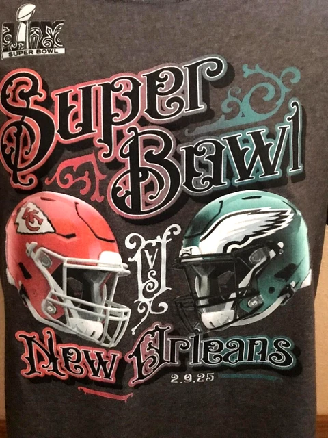 2025 NFL SUPER Bowl LIX Eagles Chiefs Dueling Helmets Long Sleeve Shirt ...