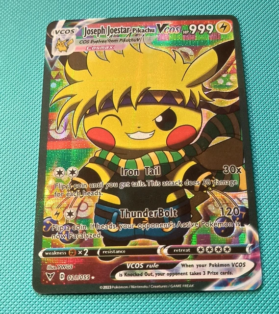 PIKACHU POKEMON JOSEPH Joestar Jojo Pika Carte Card Holo Prism Flash ...