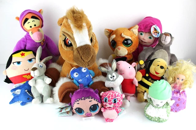 GRANDE LOTTO 17 Peluche Pupazzi Vari Peppa Pig MASHA Winnie the Pooh ...