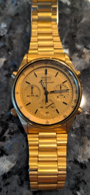 VINTAGE SEIKO 7A28-7029 Gold Men's Quartz Chronograph 80’s Original £128.97 - PicClick UK