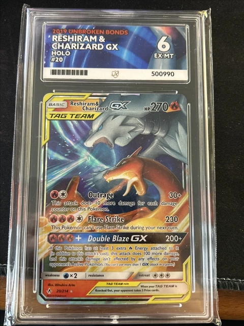 POKÉMON TCG RESHIRAM Charizard GX 20/214 Tag Team SM Unbroken Bonds ACE ...