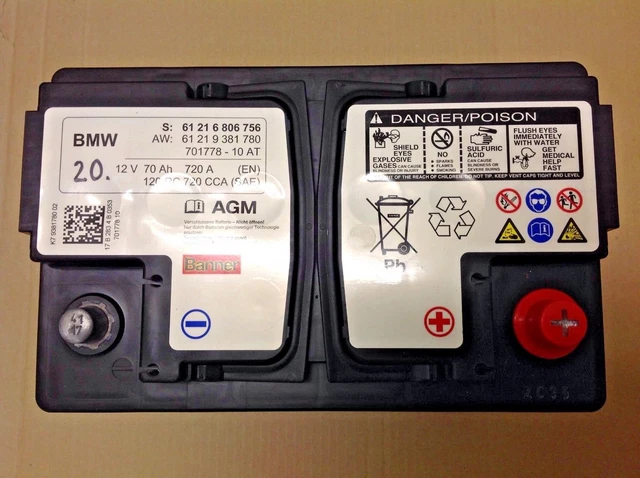 BMW BANNER GENUINE BATTERY 70Ah 720A 12V AGM 2017 61216806756 ...