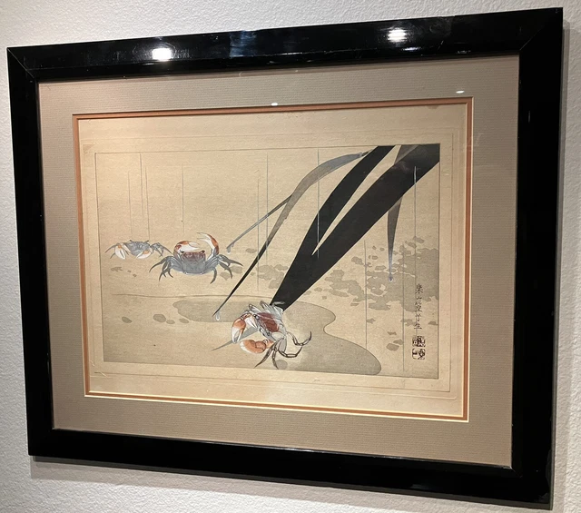 EXTREMELY RARE RAKUSAN Tsuchiya “Crabs in shallow water” ORIGINAL Art ...