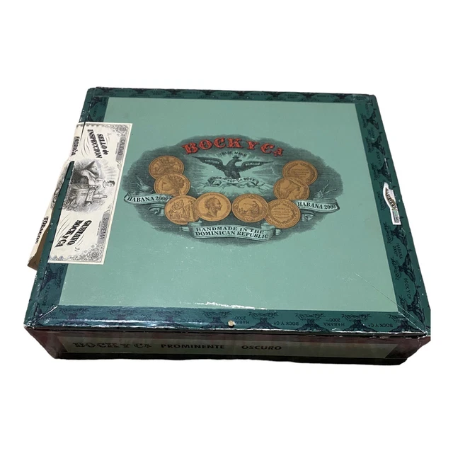 VTG BOCK Y CA Dominican Republic Cigar Box Empty Green Eagle 8.5” X 6.5 ...