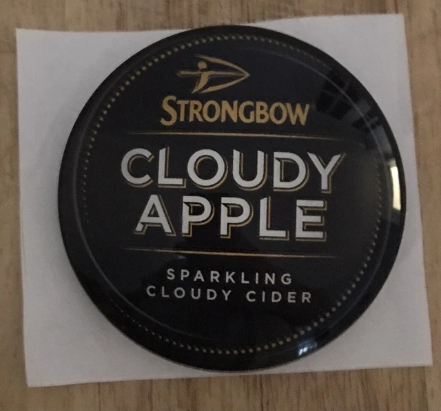 STRONGBOW CLOUDY APPLE Plastic Round Beer Pump Tbar Font Badge Fish Eye ...