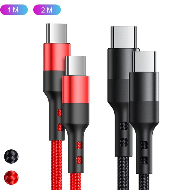 BRAIDED USB C To USB C Fast Charger PD 60W Dual Type C Charging Data ...