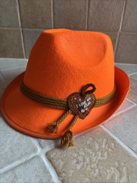 BRIGHT ORANGE FELT Moulded I Love Atlas Hat One Size £2.24 - PicClick UK