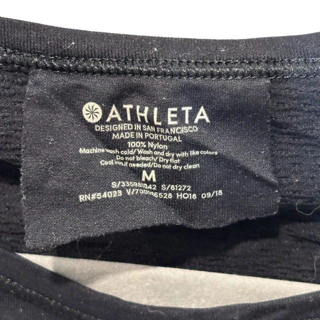 ATHLETA MEDIUM M Black Heather Foothill Seamless Short Sleeve Tee Crew ...