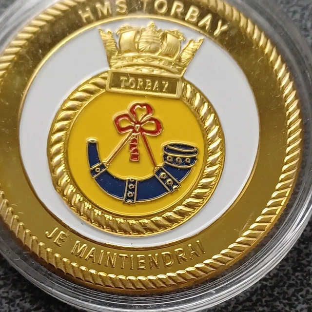 ROYAL NAVY HMS TORBAY 24ct Gold Plated Collectable Coin 44mm dia £8.65 ...