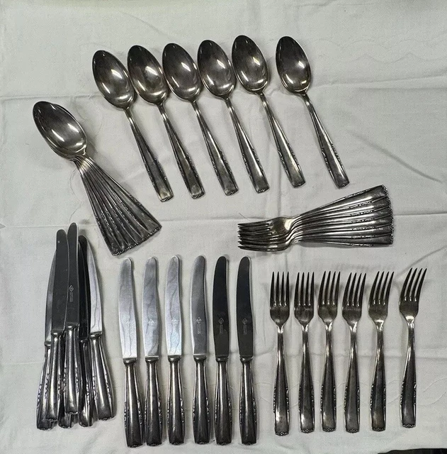 ANTIK BESTECK SOLINGEN Rostfrei Erling 90 Silber Auflage 36 Teilig EUR ...