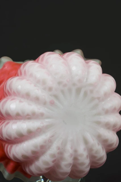 ANCIEN PANIER PÂTE de verre Framboise art déco réticulé Anse Aumônière ...