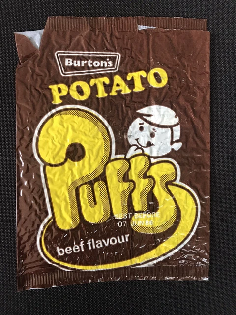 VINTAGE 1980’S BURTONS POTATO PUFFS BEEF CRISP PACKET £12.50 - PicClick UK