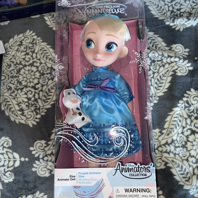 DISNEY STORE~ANIMATORS COLLECTION Elsa Frozen 16" Doll w/ Plush Friend ...
