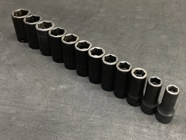 SNAP-ON 12PC METRIC 3/8” Flank Drive 8-19mm Semi-Deep 6pt Impact Socket ...