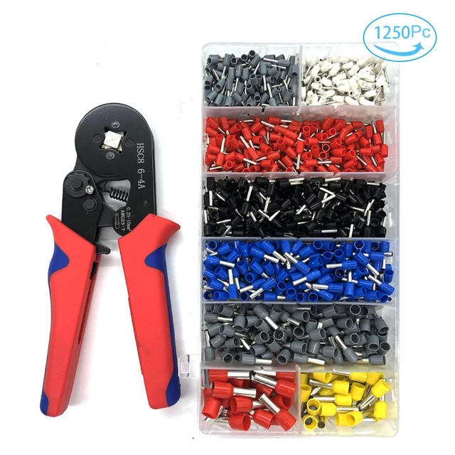 FERRULE CRIMPING TOOL Kit Wire Terminals Crimping Tool +1250 PCS Wire ...