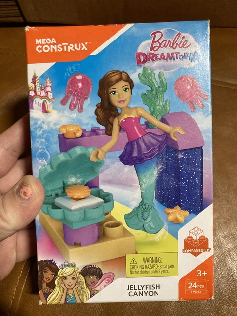 BARBIE DREAMTOPIA FWP13 Jellyfish Canyon Mega Construx 24 Pc Mermaid ...
