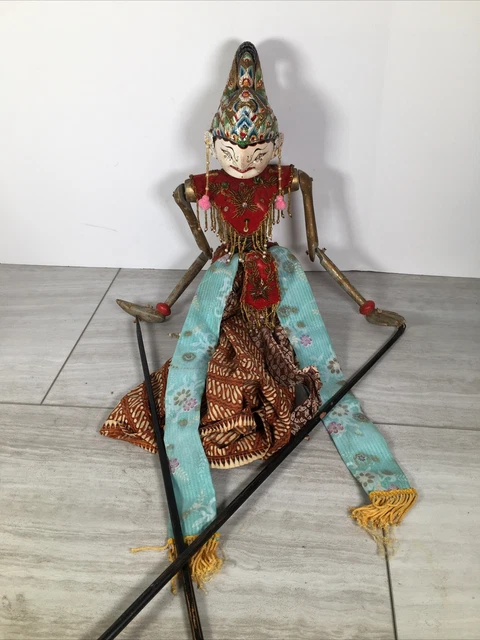 LARGE VINTAGE INDONESIAN Wayang Golek Wooden Stick Puppet Theater ...