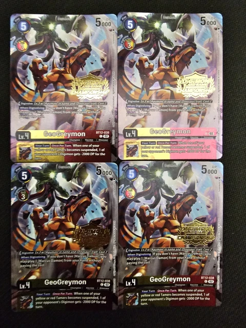 GEOGREYMON BT12-038 DIGIMON Card Game CHAMPIONSHIP 2023 Playset 4 ...