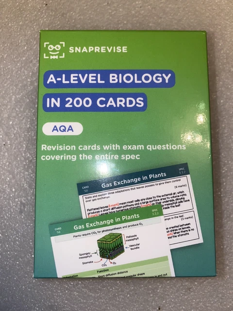 SNAPREVISE AQA A-LEVEL Biology 200 Flashcards £22.00 - PicClick UK