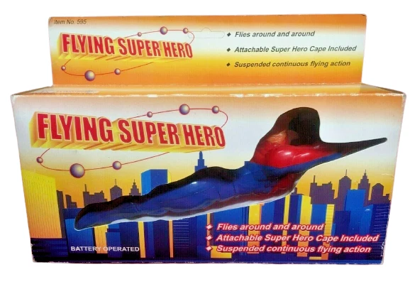 VINTAGE FLYING SUPER Hero 25 Cm Long Toy Battery Operated $55.00 ...