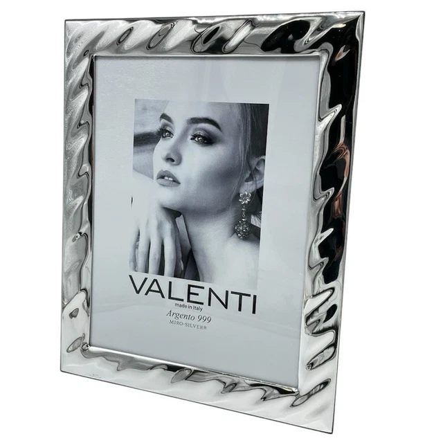 CORNICE MODERNA RETTANGOLARE bilaminata in argento Firmata Made in Ita ...