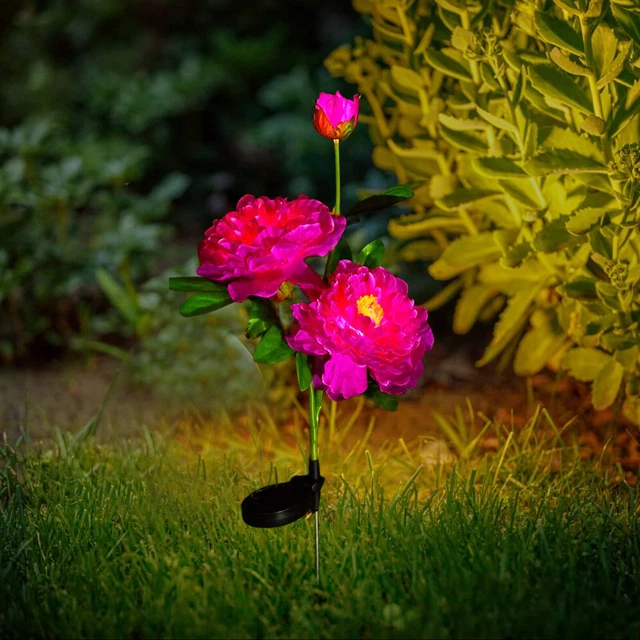 L# SOLAR PEONY Ground Plug Lamp Home Decor 600mAh for Backyard Path ...